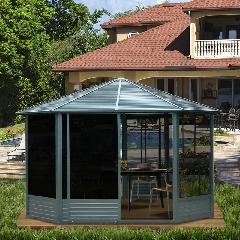 Domi Outdoor Living 13' x 13' Sunroom -Aluminum Hardtop Gazebo ...