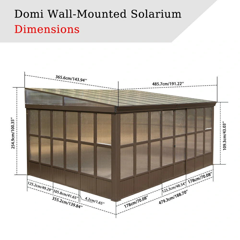 Domi Polycarbonate Wall Mounted Sunroom, Lean-to Gazebo Sun Room for ...