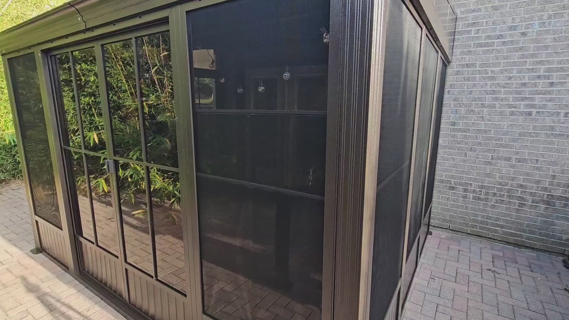 Domi Wall Mounted Sunroom, Lean-to Gazebo Sun Room for Patio Deck