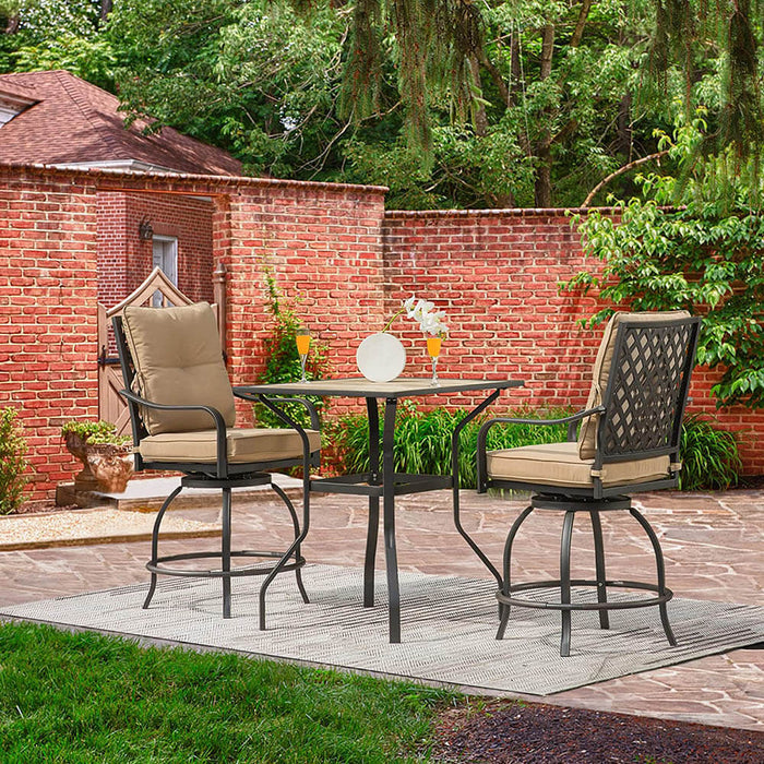 Domi Outdoor Living 3 Piece Patio Bar Set with Cushion