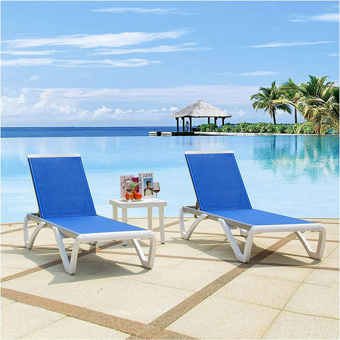 Adjustable Aluminum Patio Chaise Lounge Sunbathing Chair Set
