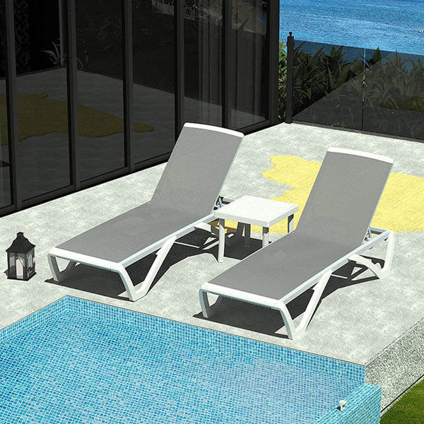 Adjustable Aluminum Patio Chaise Lounge Sunbathing Chair Set